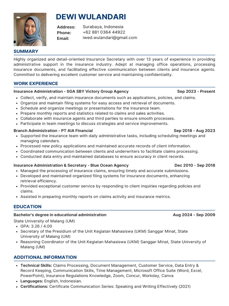 DEWI WULANDARI - Resume | PDF | Insurance | Computing