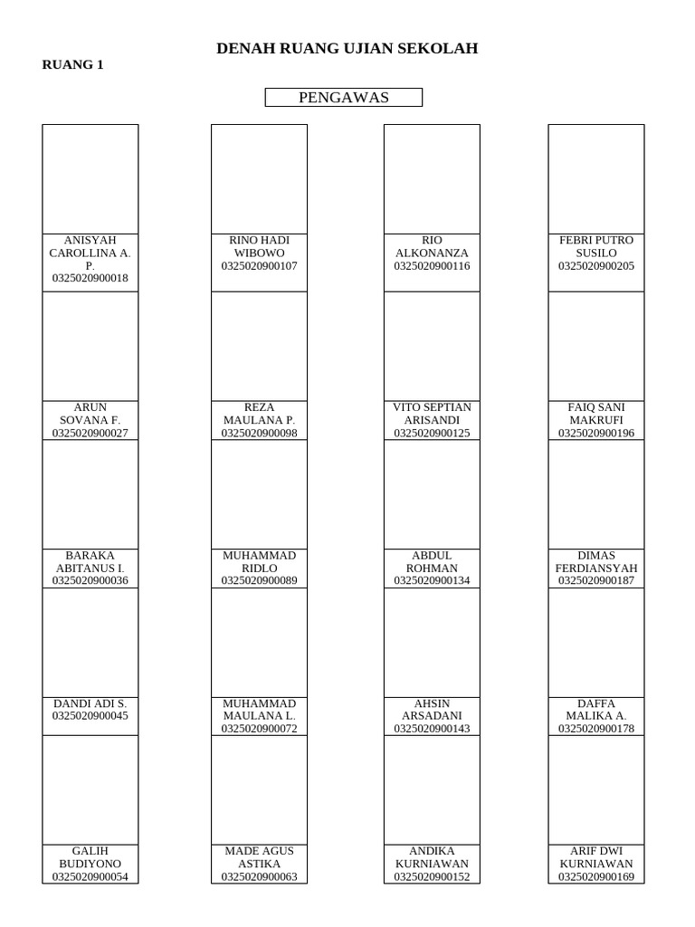 DENAH RUANG UJIAN SEKOLAH | PDF