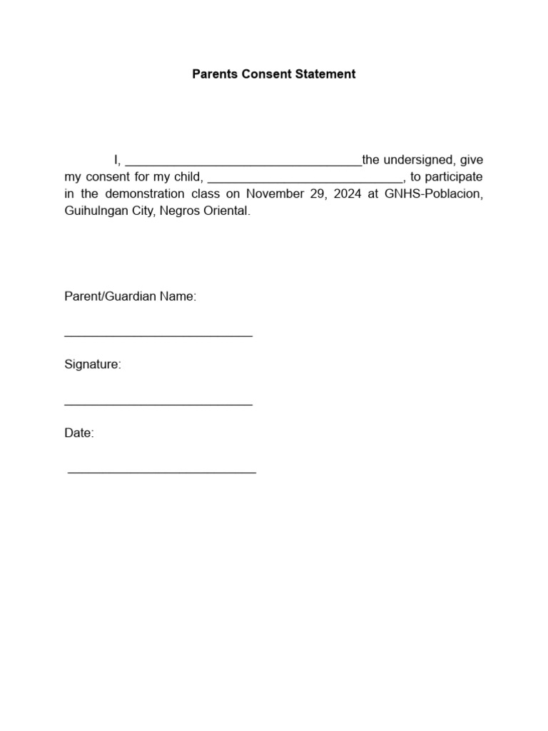 Parents Consent Statement | PDF