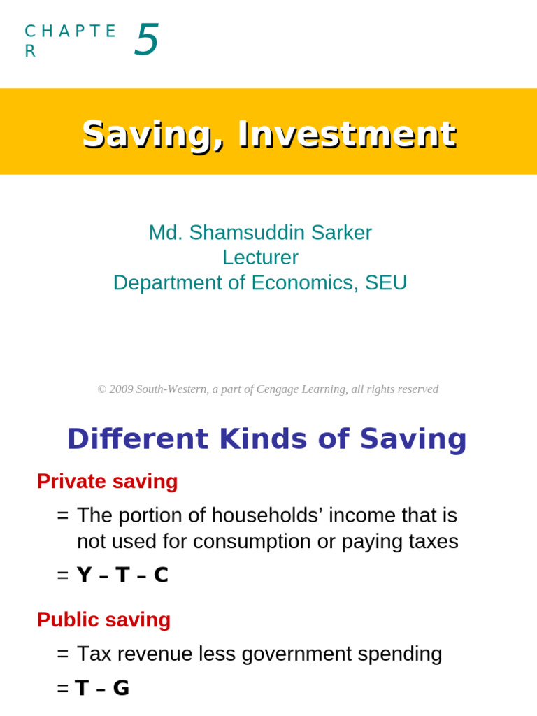Economics of Saving & Investment | PDF | Government Budget Balance ...