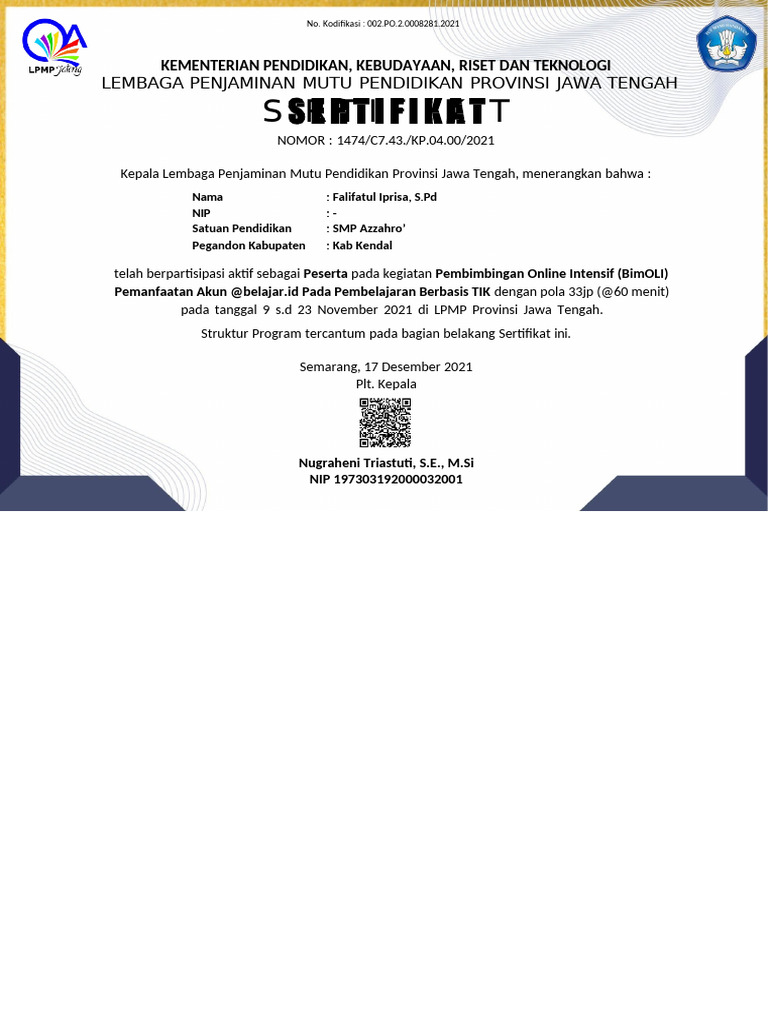 33 JP - Sertifikat Bimoli | PDF