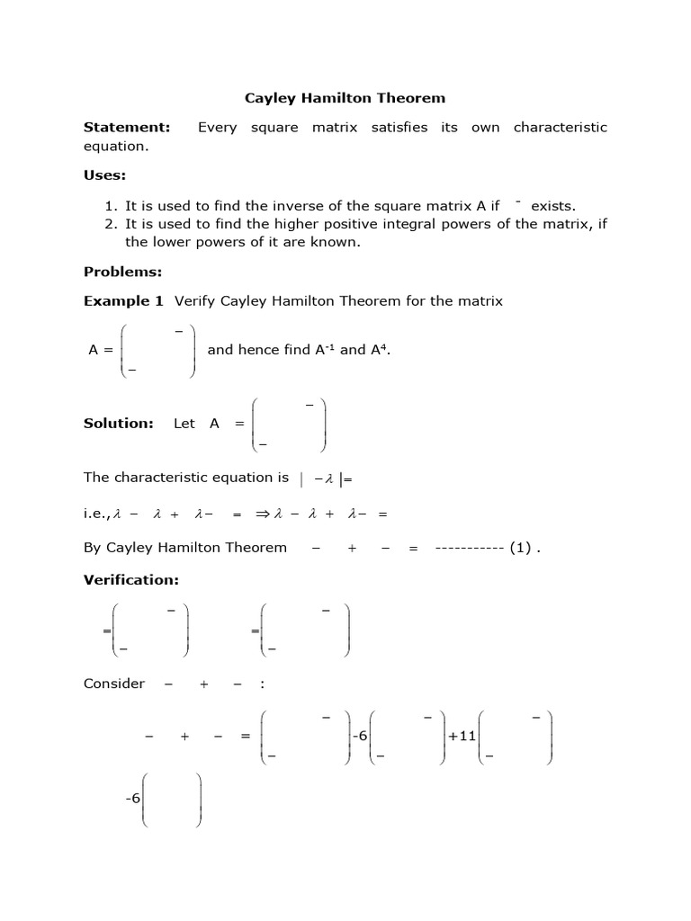 Cayley-Hamilton Theorem Explained | PDF | Numerical Analysis ...