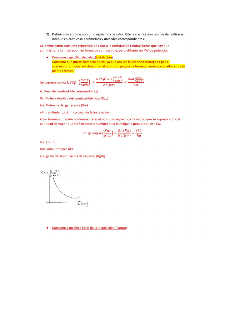 2) Consumo Especifico de Calor | PDF