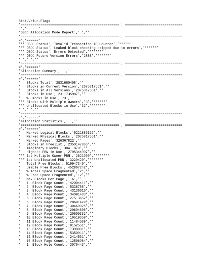 SP Iqcheckdb Allocation Database | PDF | Computing | Computer Data