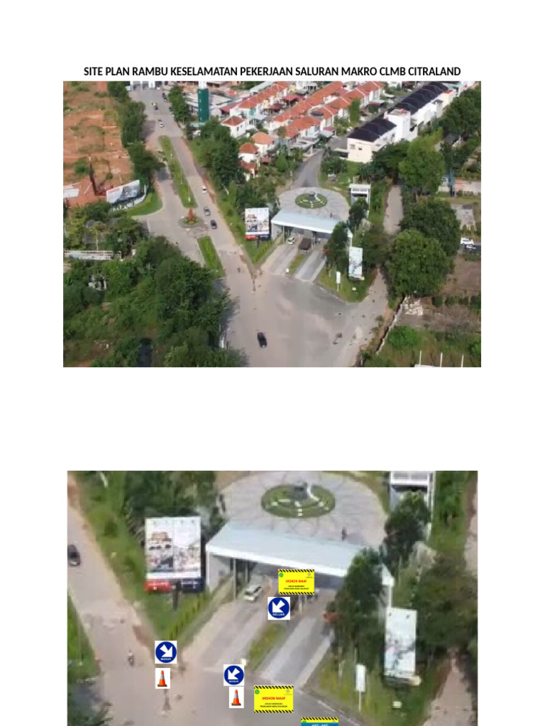 Site Plan Rambu Keselamatan Pekerjaan Saluran Makro CLMB Citraland | PDF
