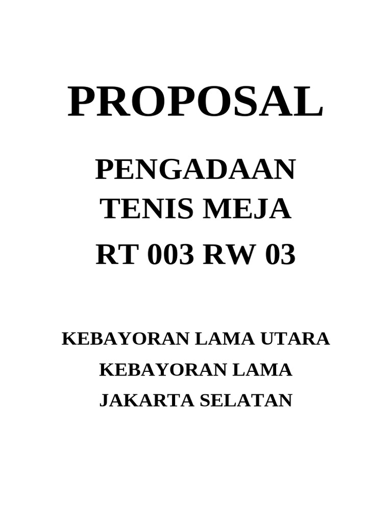 Proposal Pengadaan Peralatan Tenis Meja | PDF