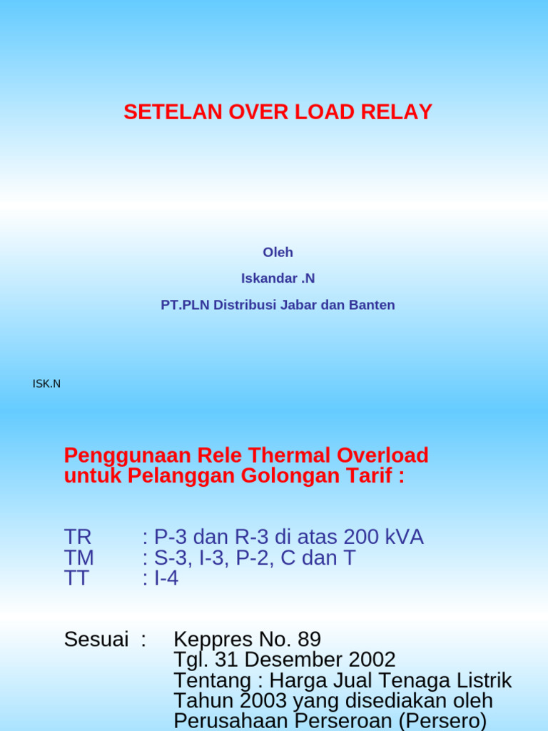 Penggunaan Rele Thermal Overload | PDF