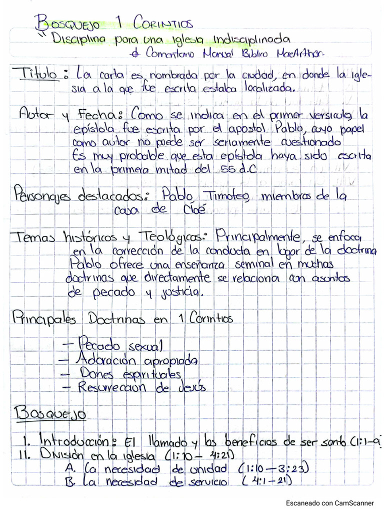 Bosquejo 1 Corintios | PDF