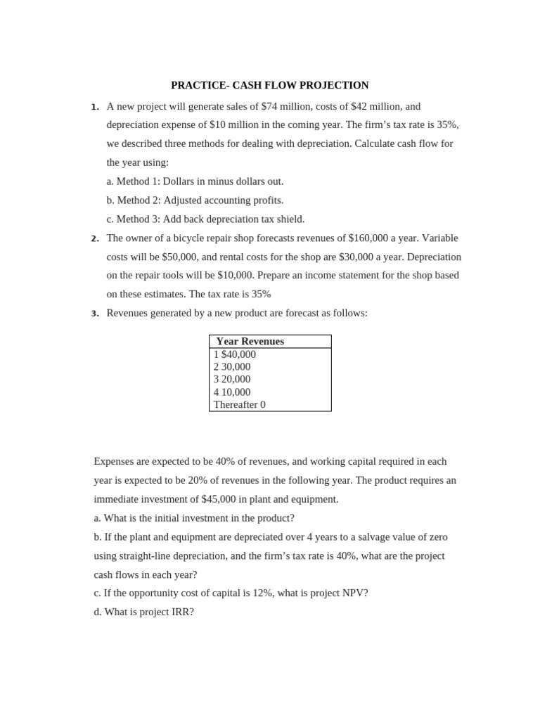 Practice-Cash Flow Projection | PDF