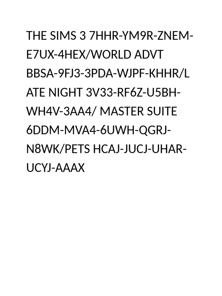 Sims 3 Keys | PDF