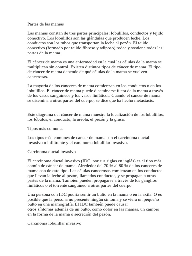 Partes de Las Mamas | PDF | Cáncer de mama | Cáncer