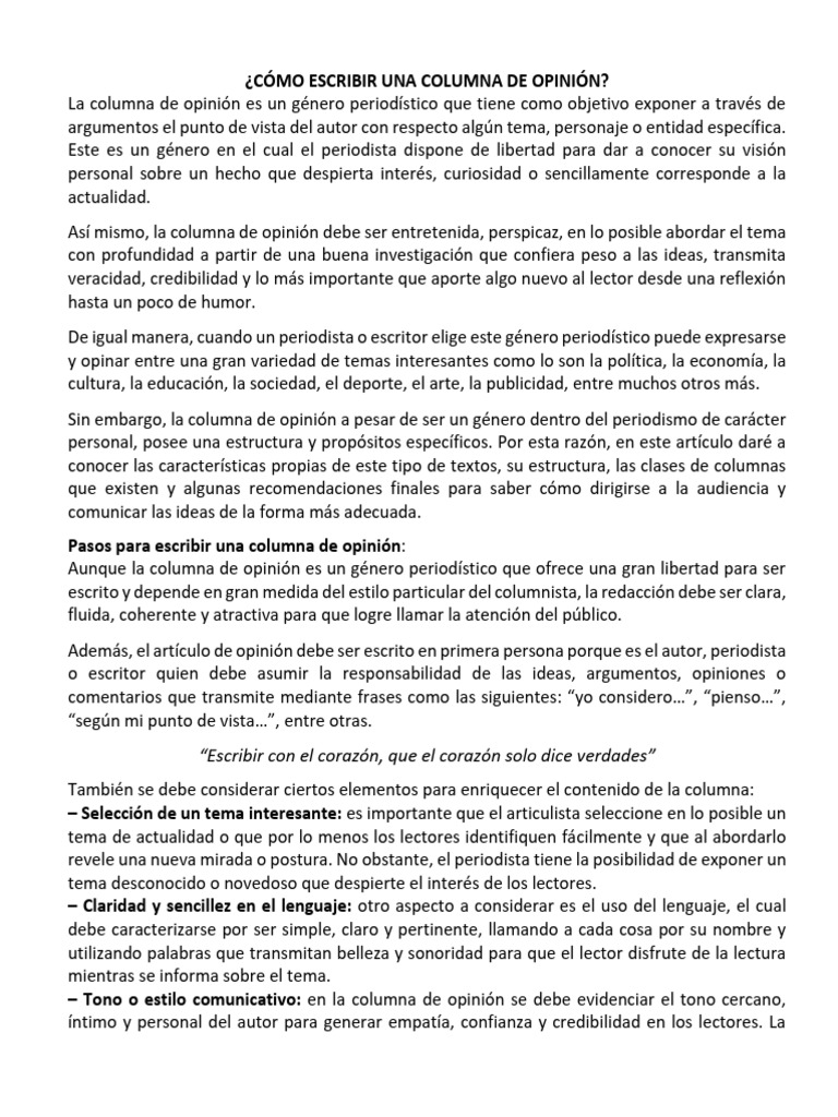 Cómo Escribir Una Columna de Opinión | PDF