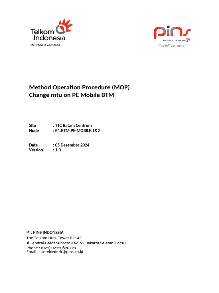 MOP - Change Mtu On PE Mobile BTM | PDF | Computer Science | Networking Standards