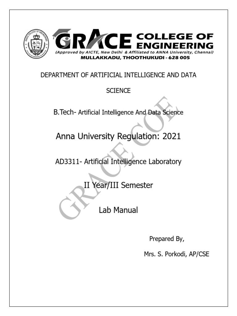 III - AI-DS - AD3311 - AI - Lab Manual | PDF | Applied Mathematics | Theoretical Computer Science