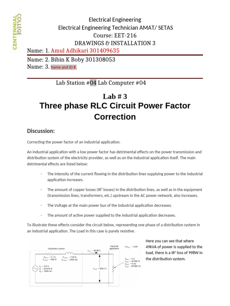 Power Factor Correction in RLC Circuits | PDF | Ac Power | Capacitor
