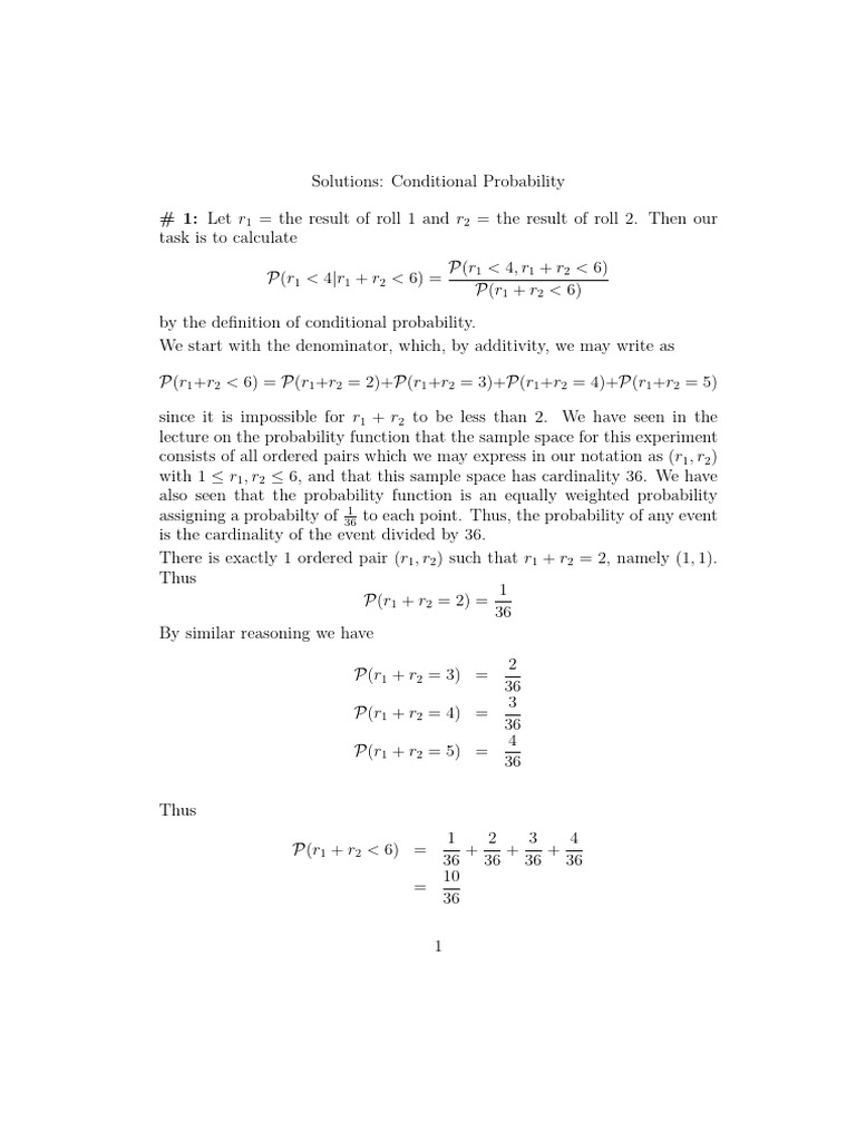 Conditional Probability Solutions | PDF