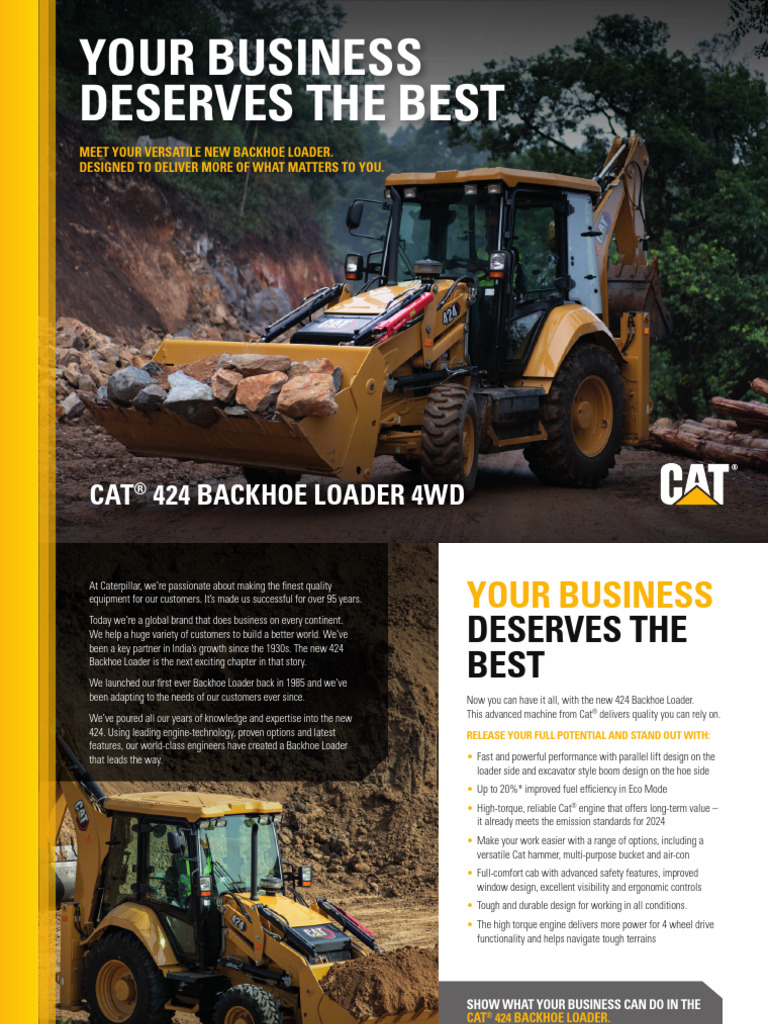 Cat Backhoe Loader 424 4 Wheel Drive Brochure | PDF | Loader (Equipment ...