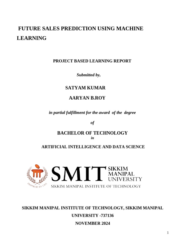 PBL REPORT FINAL(ARYAN AND SATYAM) | PDF | Forecasting | Machine Learning