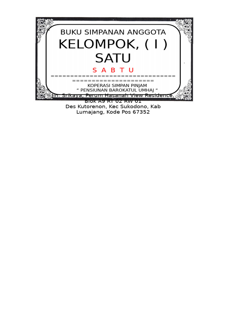 KSP Sampul Buku Simpanan | PDF