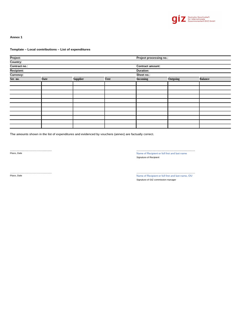 Local Expenditure Tracking Template | PDF