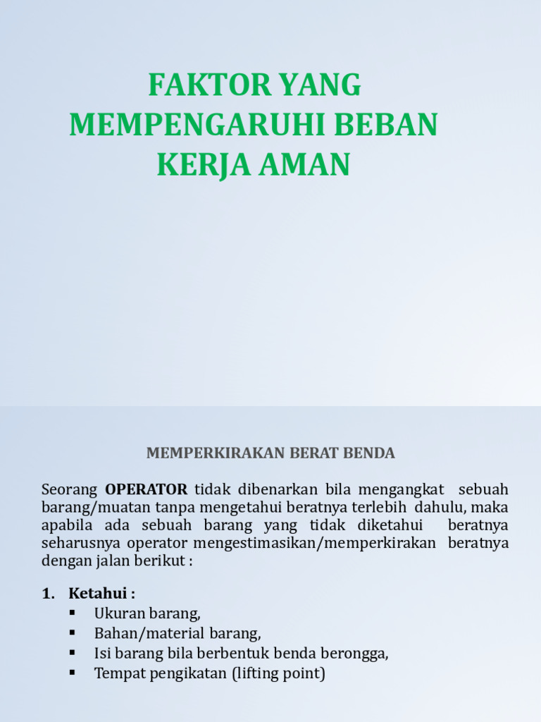 Faktor Yang Mempengaruhi Beban Kerja Aman 051224 | PDF