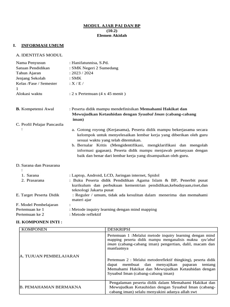 MODUL AJAR X | PDF