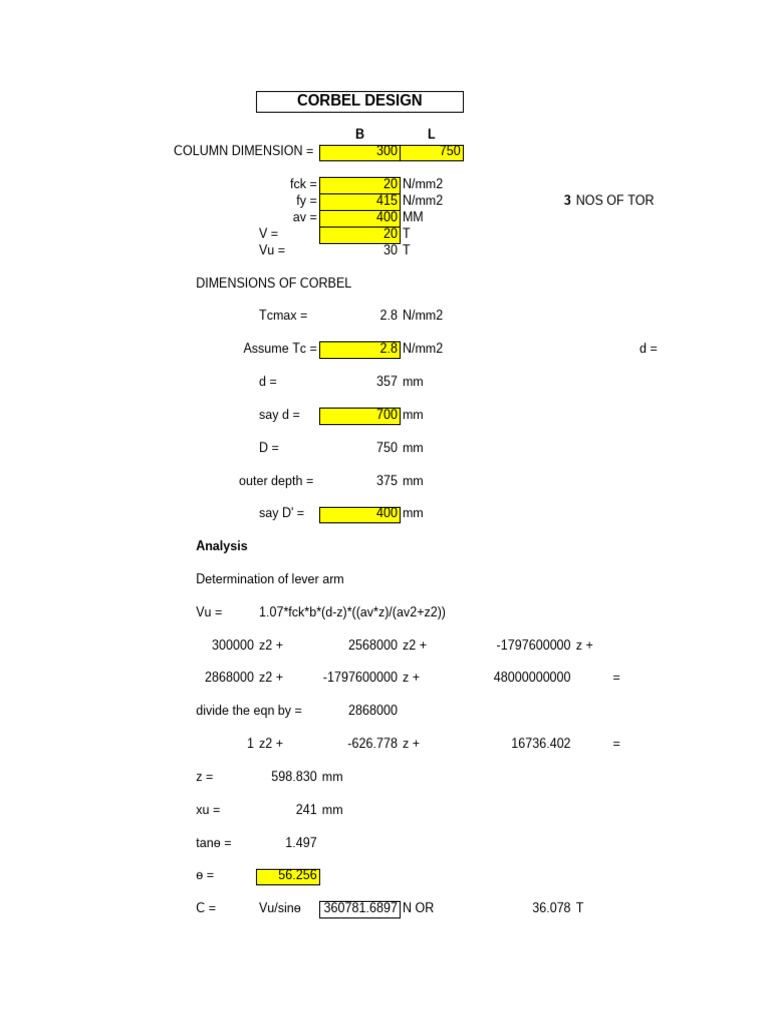 Corbel Sheet | PDF | Structural Engineering | Mechanical Engineering