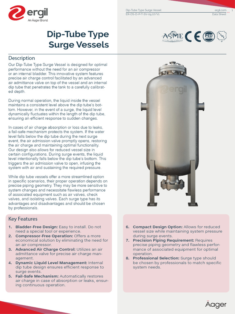 Dip Tube Type Surge Vessel Ds | PDF | Valve | Leak