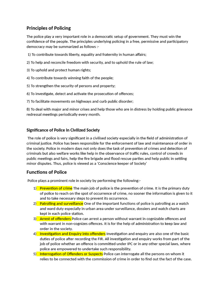 Principles of Policing | PDF | Police | Crimes
