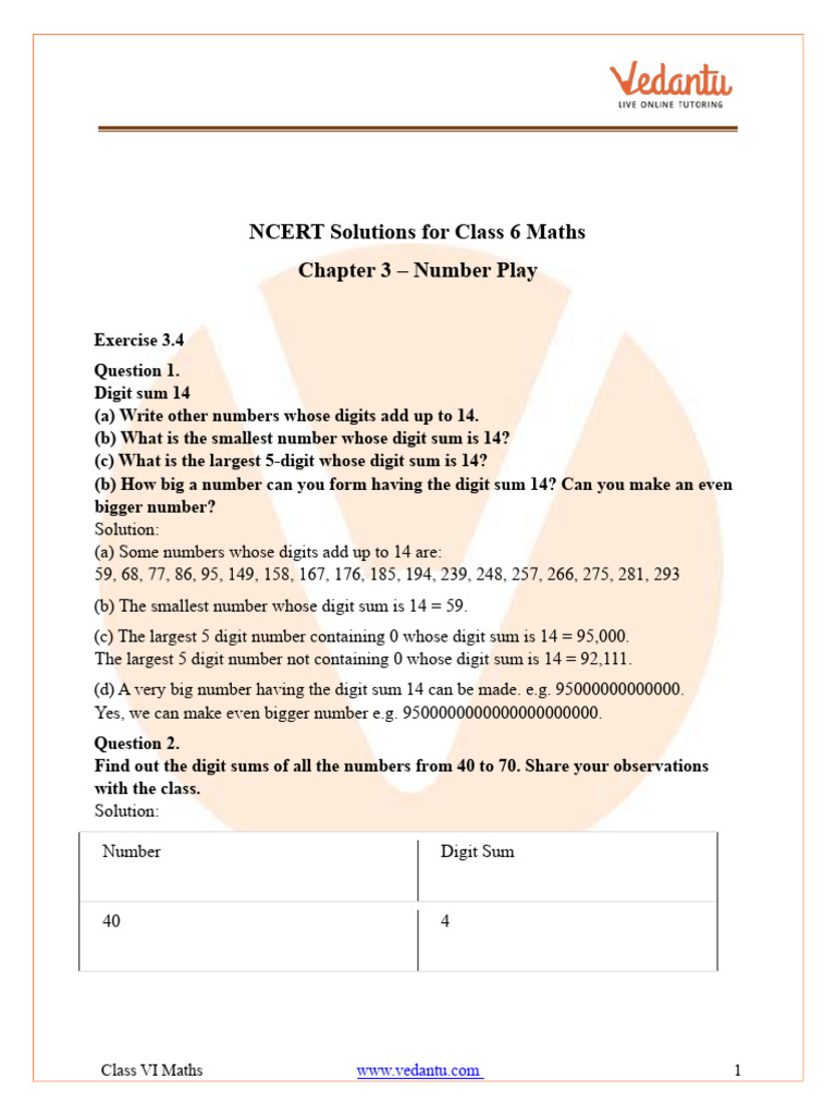 Ncert Solutions Class 6 Maths Chapter 3 Exercise 3 4 | PDF ...