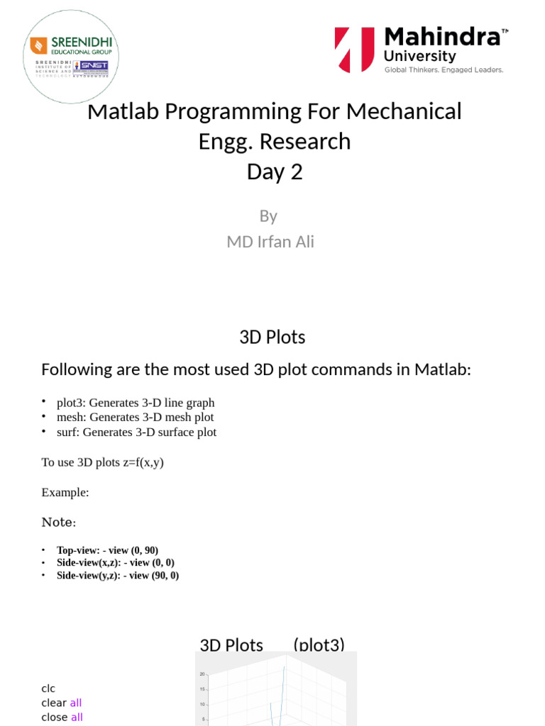 MATLAB FDP Day 2 | PDF | Fluid Dynamics | Turbulence MATLAB FDP Day 2 | PDF | Fluid Dynamics | Turbulence