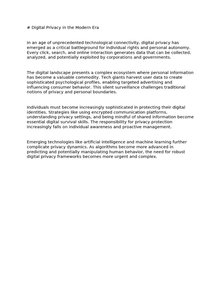 Digital Privacy in The Modern Era | PDF