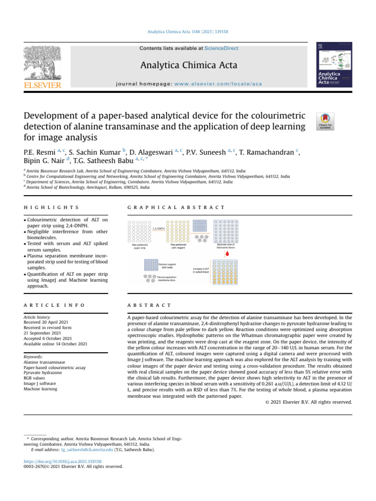 Paper Based Device Colorimetry | PDF | Alanine Transaminase | Lactate Dehydrogenase