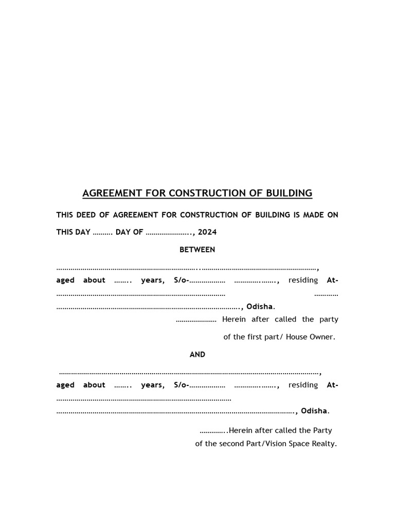 Building Construction Agreement Template | PDF