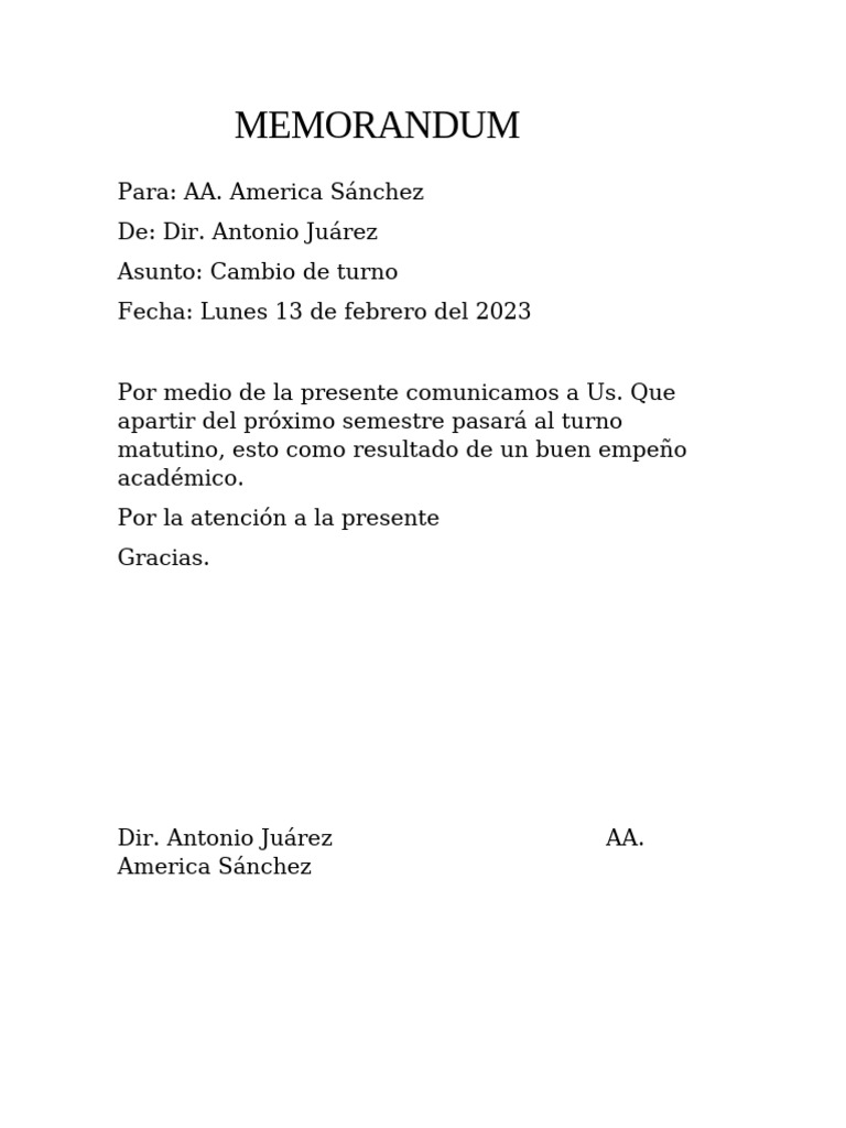 MEMORANDUM y Carta | PDF
