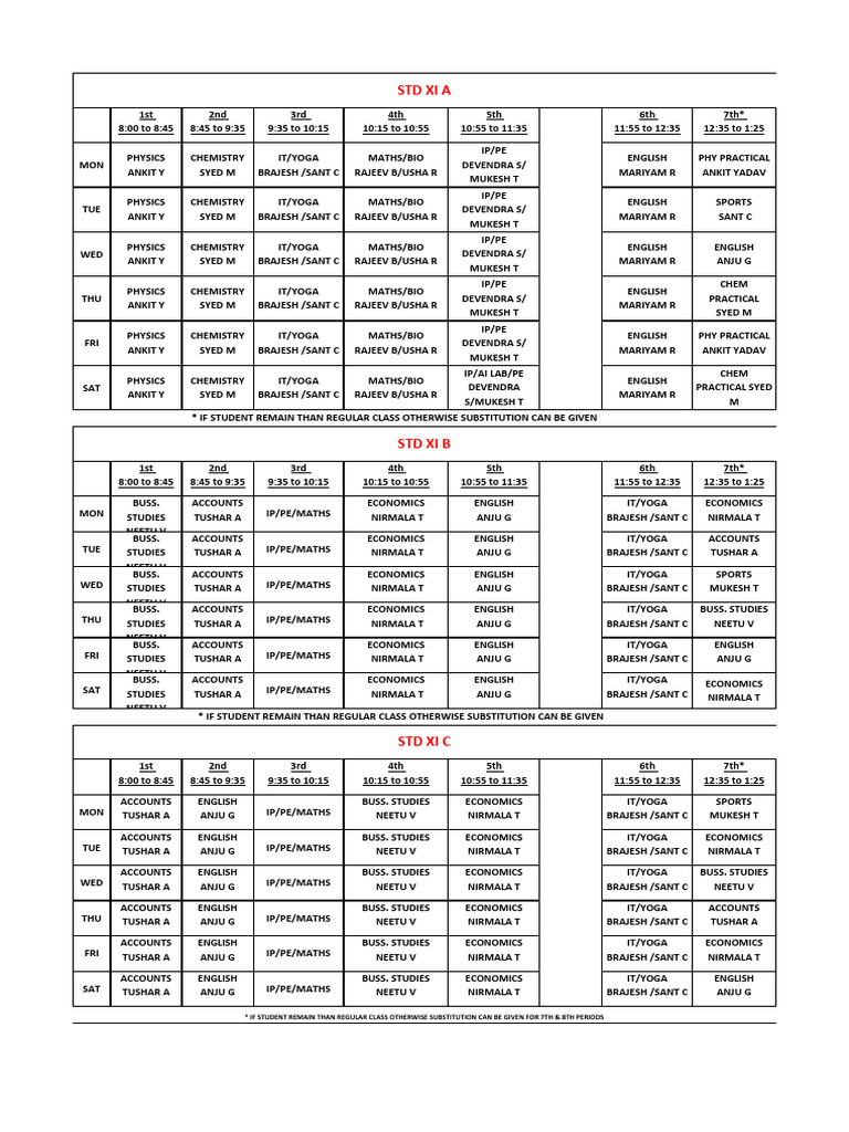 STD Xi To Xii Time Table 02.12.2024 | PDF