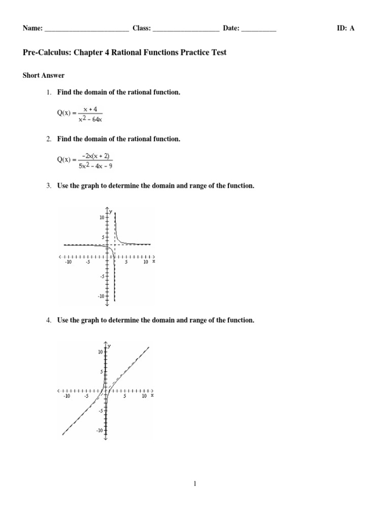 PreCalc Test Review Chapter 4 Rational Functions | PDF | Asymptote ...