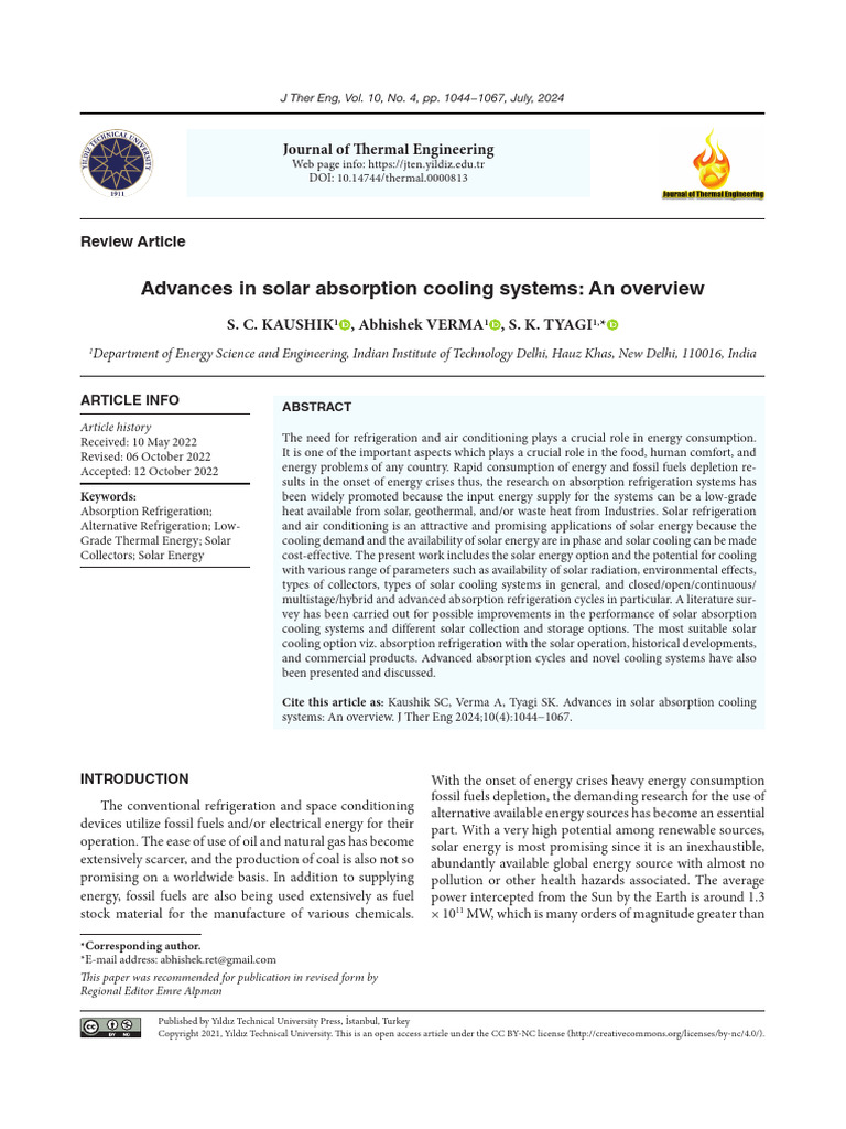 Jten 2024 10 4.21387 | PDF | Refrigeration | Solar Energy
