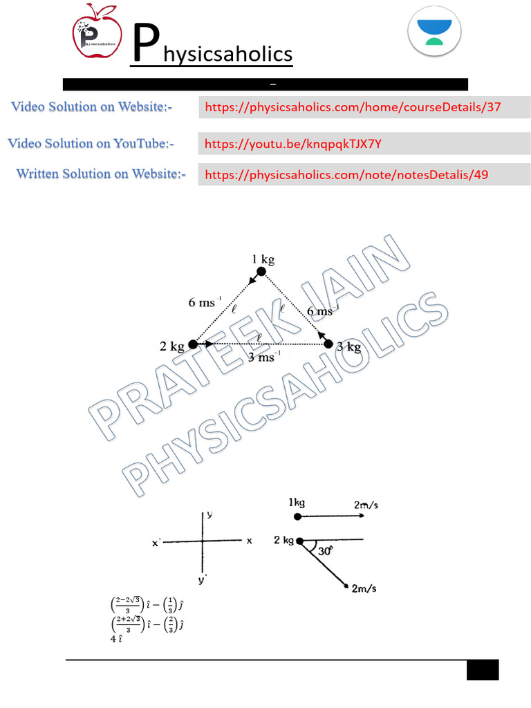 DPP-3 (JEE Main) COM - Motion of Center of Mass | PDF | Force | Mass