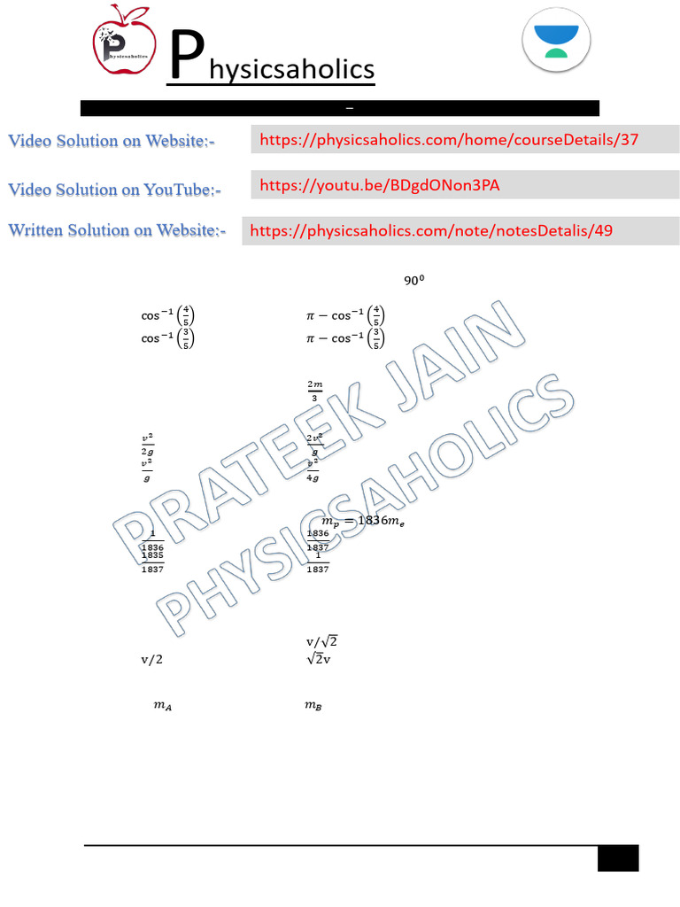 DPP-7 (JEE Main) COM- Super Elastic Collision, Spring block questions ...