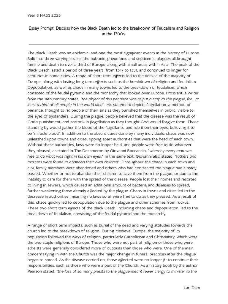 Black Death Feudalism and Religion | PDF | Black Death