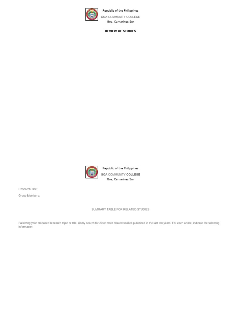 Summary Table 1 | PDF | Swimming | Clinical Medicine