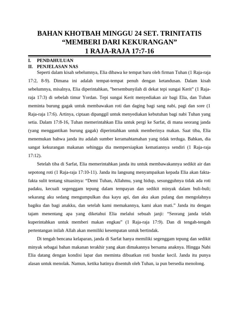 Bahan Khotbah Minggu 24 Set Trinitatis | PDF