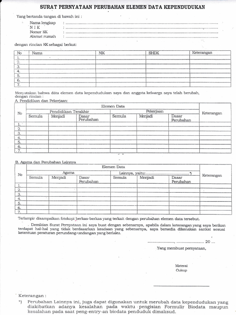 7390-f1_06_surat_pernyataan_perubahan_elemen_data_kependudukan_(1) | PDF