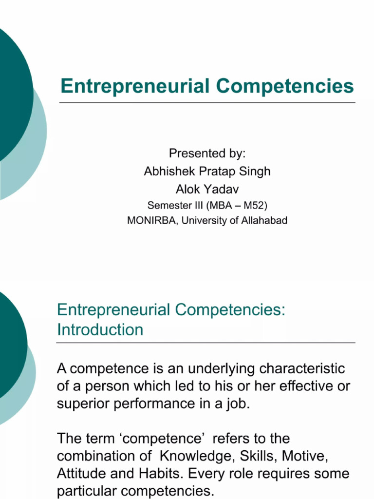 Entrepreneurial Competencies | PDF