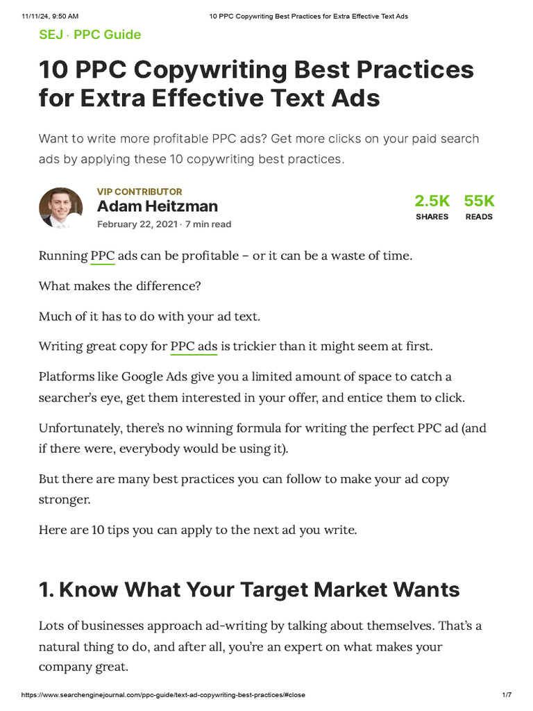 10 PPC Copywriting Best Practices for Extra Effective Text Ads | PDF | Advertising | Marketing