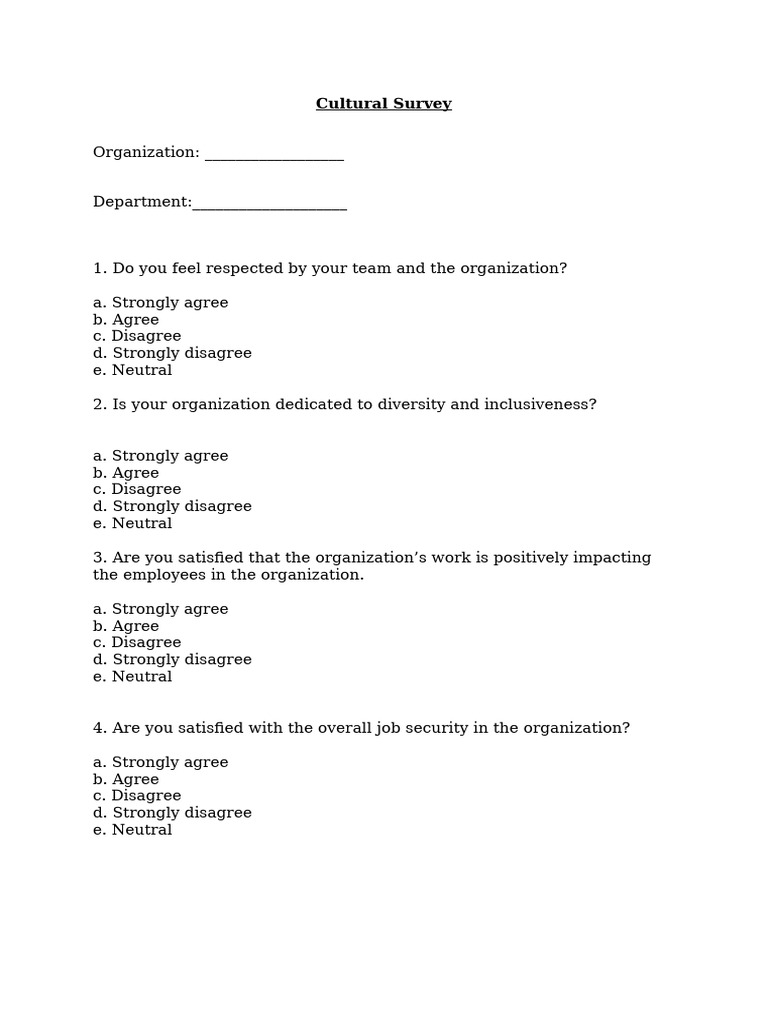 Cultural Survey | PDF