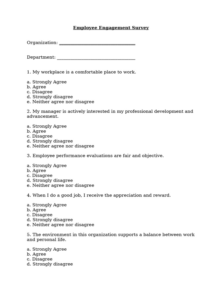 Employee Engagement Survey | PDF