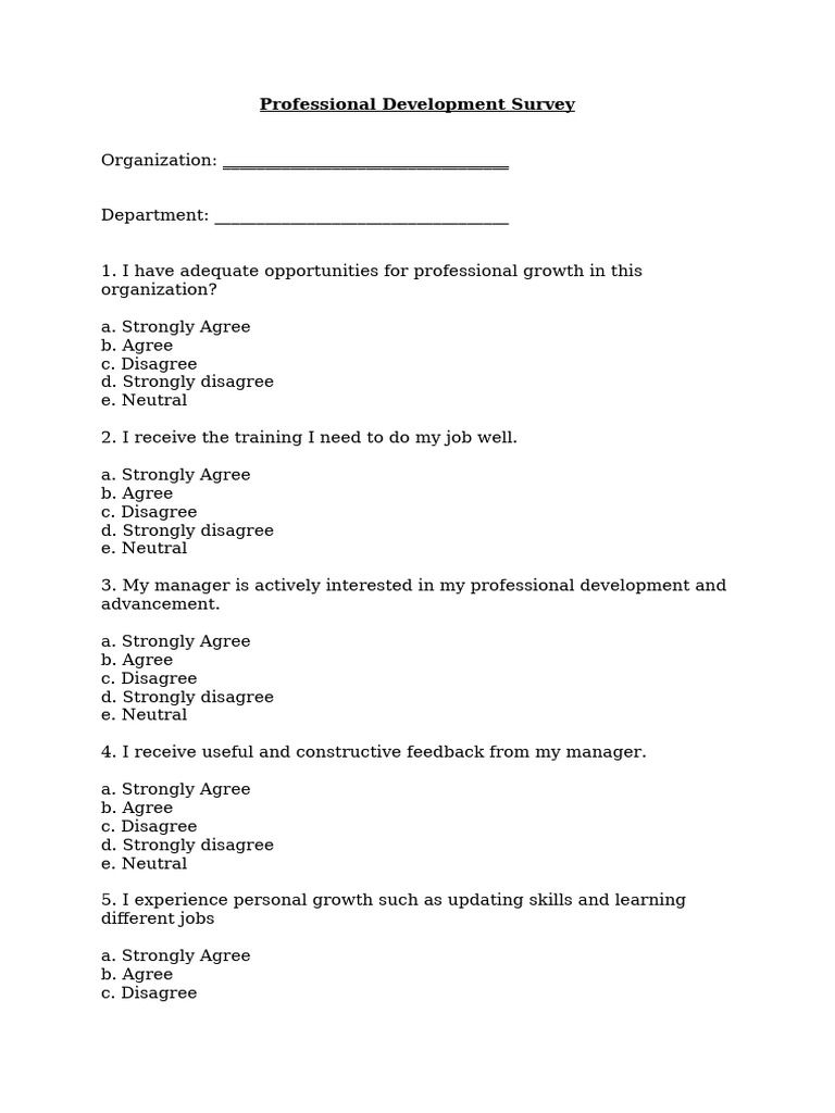 Professional Development Survey | PDF