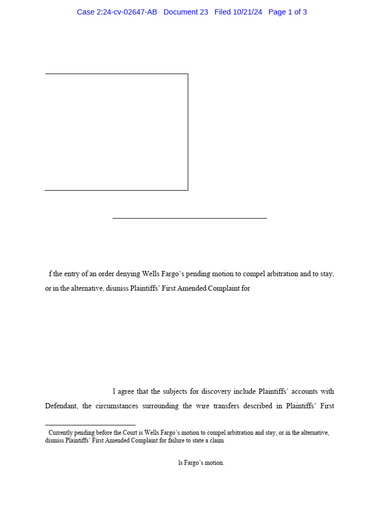 Rice Wells Fargo Discovery Plan | PDF | Discovery (Law) | Complaint